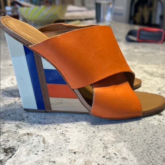 Sam Marina | Shoes | Sam Marina Vibrant Orange And Blue Wedges 38 75 ...